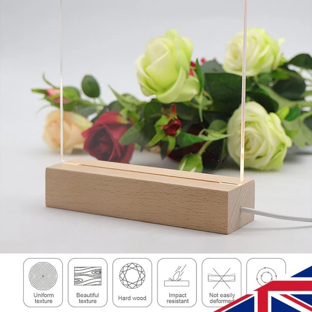 LED WOOD DISPLAY Base-Rectangle Crystal USB Lighted Stand for Resin Art £8.63 - PicClick UK