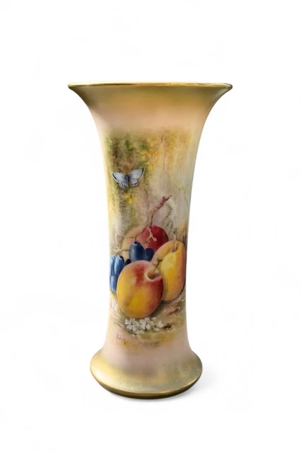 ROYAL WORCESTER FRUIT trumpet vase, William Ricketts, d. 1919. £61.00 ...