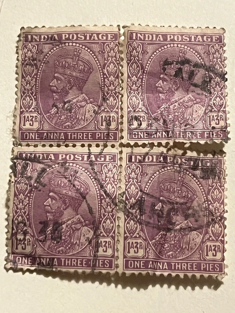RARE INDIA 1 Anna 3 pies vintage stamp. nice condition Set Of 4 £775.00 ...