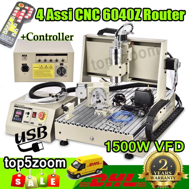 USB 4 ASSI 1.5KW VFD CNC 6040Z Router 3D PER INCISIONI FRESATRICE+ ...