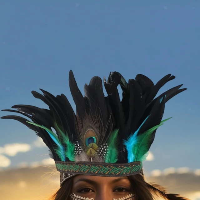 AMERICAN CHIEF INDIAN Native Hat Feather Headdress for Halloween Fancy ...
