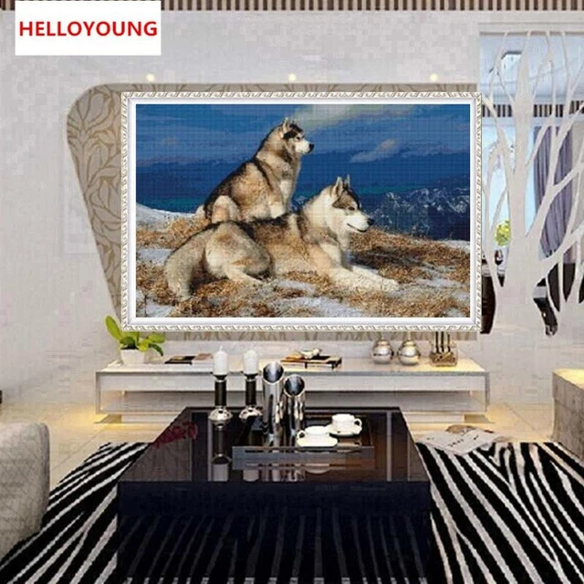 DIY 5D FULL Diamond Embroidery The Wolf Round Diamond Painting Cross Stitch Kits EUR 10,58 ...