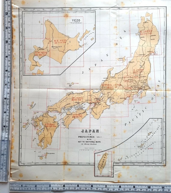 1913 JAPAN JAPANESE Tourist Map Japan In Prefectures Gifu Aichi ...