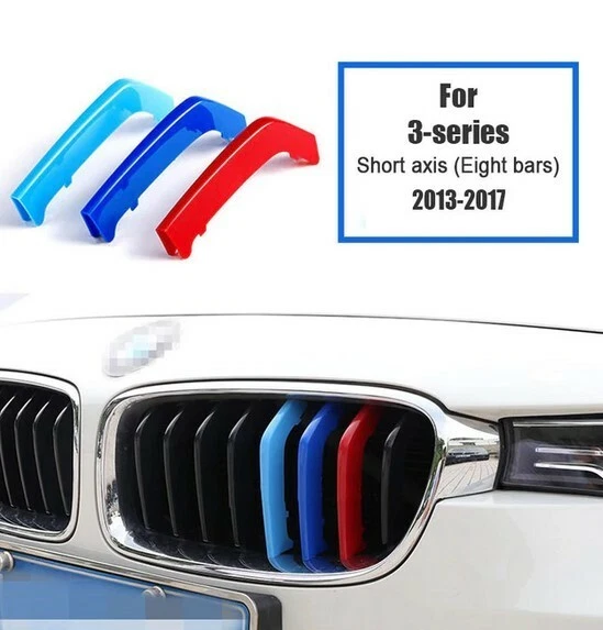BMW F30 GRILL Trim 3 Series M Sport Tech 3 Color Stripes for 8 Bars ...