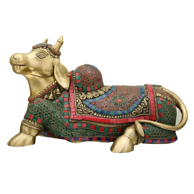 LAITON PIERRE STUD Nandi Statue Seigneur Shiva Wagon Sculpture Assis Figurine EUR 306,05 ...
