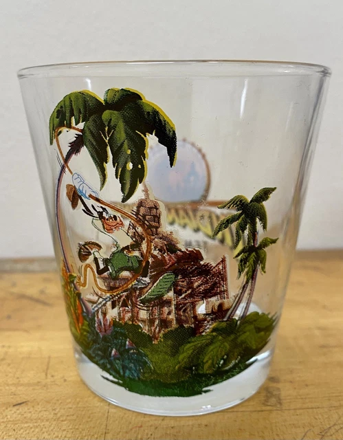 DISNEYLAND PARIS GOOFY Indiana Jones Temple Du Peril Ride promo glass ...