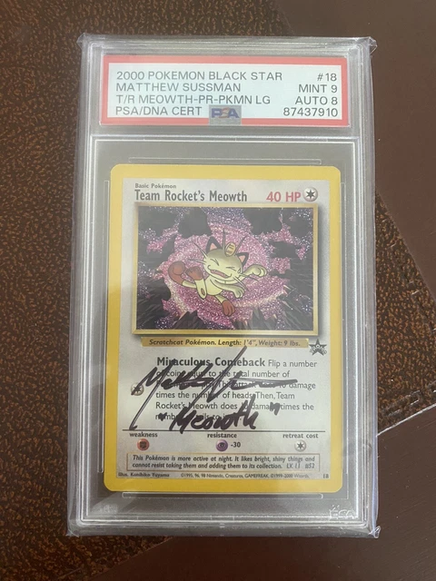 TEAM ROCKET'S MEOWTH Promo PSA 9 AUTO 8 Pokémon Signed Matthew Sussman ...