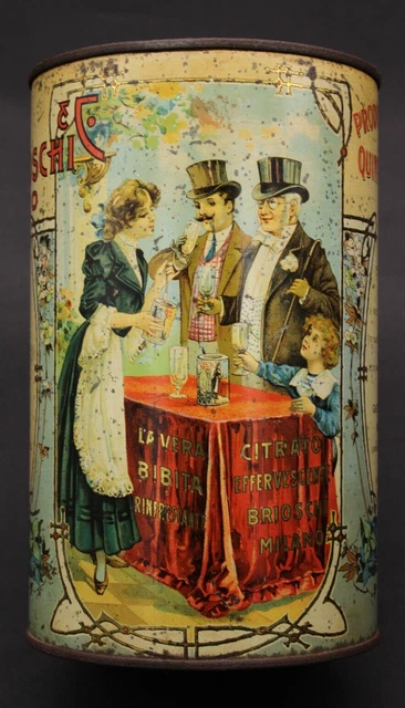 ANTIQUE CYLINDER TIN Box Advertising Effervescent Achille Brioschi - Milan £114.00 - PicClick UK