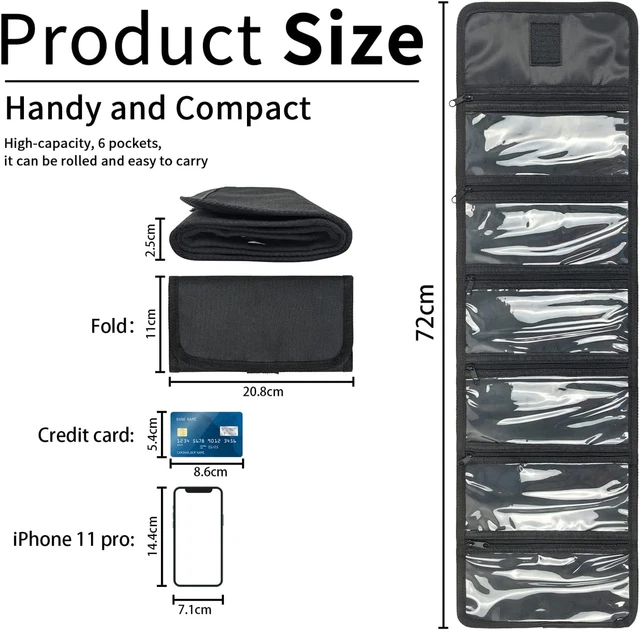 PORTAFOGLIO PER SOLDI, Organizer per Contanti Con 6 Tasche Con Cerniera ...