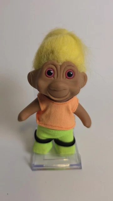 VINTAGE TROLL DOLL 1991 with Blonde Hair, Orange Shirt and Neon Green ...
