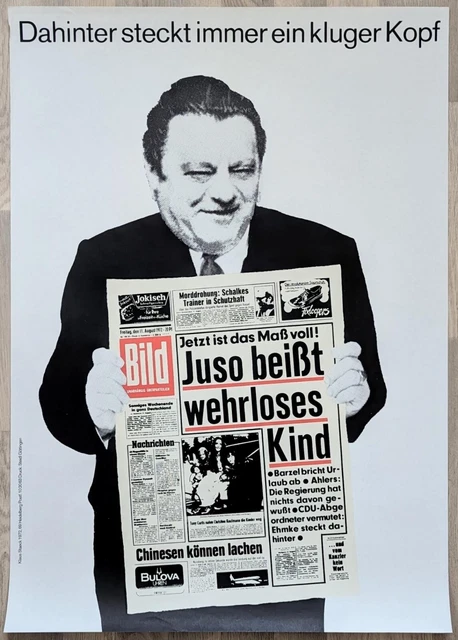 POSTER PLAKAT - Klaus Staeck - Dahinter steckt immer ein kluger Kopf - 1972 EUR 120,00 - PicClick DE
