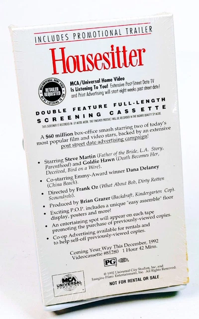 DOUBLE FEATURE VHS Tape, The Housesitter & Black Magic New Screener £38 ...
