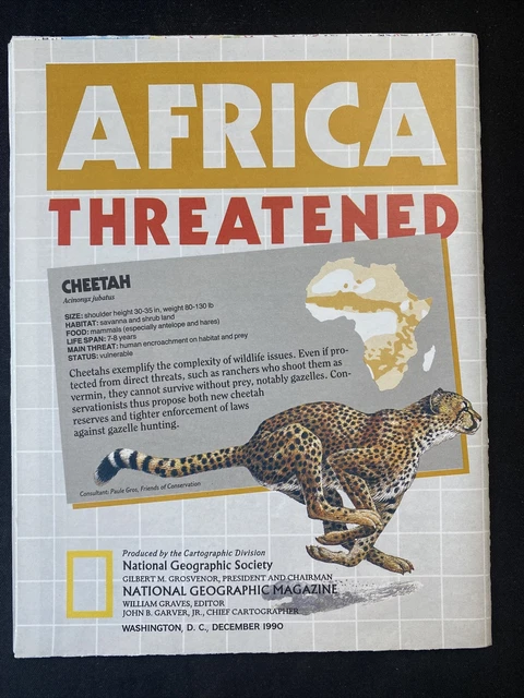 NATIONAL GEOGRAPHIC AFRICA Threatened Map/Insert 1990 $3.99 - PicClick CA