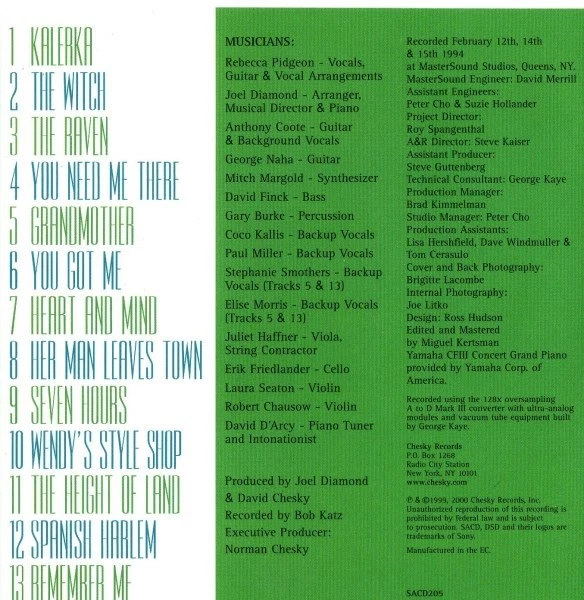 REBECCA PIDGEON - The Raven (SACD, Hybrid, Album, RE) 90368020567 EUR ...