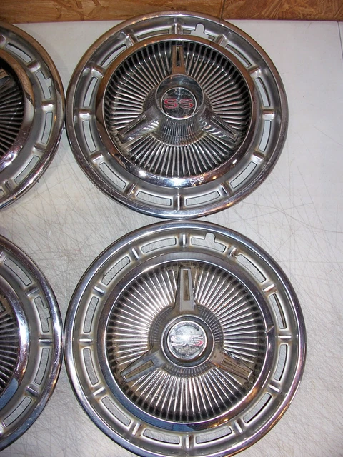 4 HUBCAPS 1965 66 67 SS Chevelle Impala Nova Factory Original Chevrolet ...