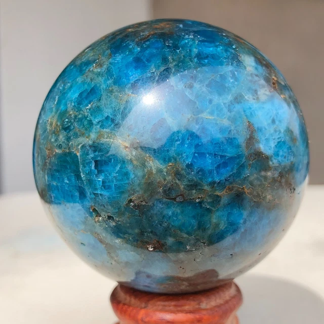 306G NATURAL BLUE Apatite Quartz Crystal Sphere Mineral Specimen ...