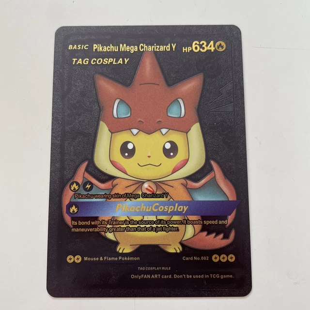 Pikachu Mega Charizard Y Cosplay Black Card Fan Art New £300 Picclick Uk