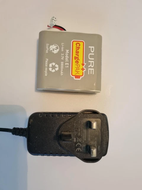PURE EVOKE FLOW Radio Original Battery chargepak Model E1 & Original Ac ...