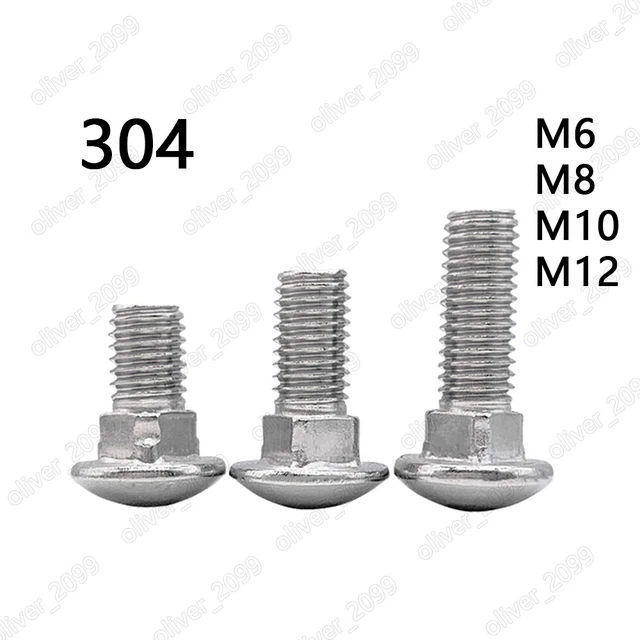 M6 M8 M10 M12 304 Stainless Steel Mushroom Head Square Neck Bolts