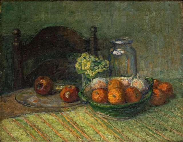 HELENE RATH STILLLEBEN Obst Blumen Düsseldorfer Künstlerin Orig Öl ...