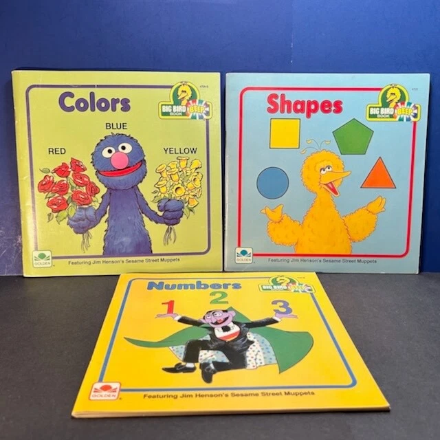 BIG BIRD BEEP Books Lot of 3 Colors Shapes Numbers No Beeper Sesame ...
