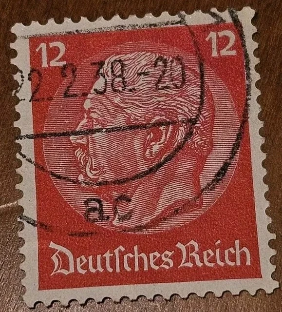 BRIEFMARKE DEUTSCHES REICH, Hindenburg, 12 Pfennig, ganzes Datum zu ...