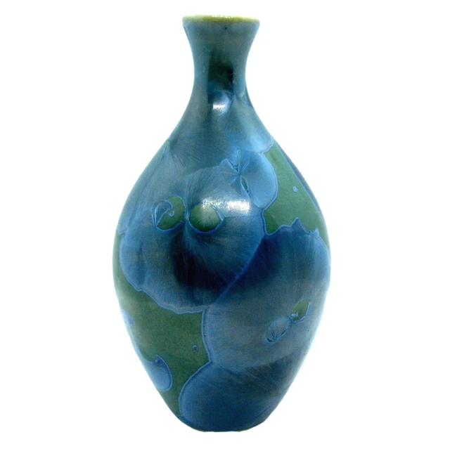 VASE ÉMAILLÉ BLEU cristallin Louise Reding signé artiste EUR 76,14 ...