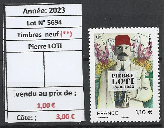TIMBRES DE FRANCE ANNEE 2023 DE LUXE N° 5694 (1 val) NEUF(**) VENDU PRIX COUTANT EUR 1,10 ...