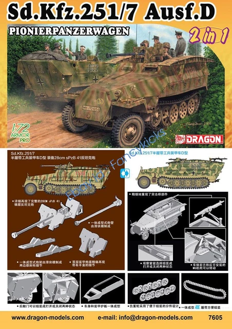 DRAGON SDKFZ 251/7 Ausf D CHAR PIONNIER en 1/72 7605 ST EUR 25,74 ...