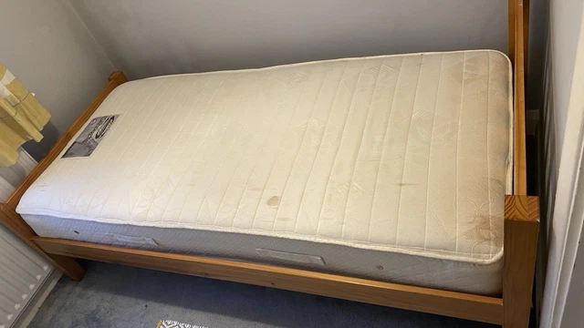 USED SINGLE WOODEN Slat Bed With Inner Sprung Mattress £16.15 - PicClick UK