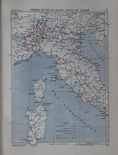 1884 ORIGINAL MILITARY Map MARGA..RAILWAY MAP AND FORTIFICATIONS OF ...