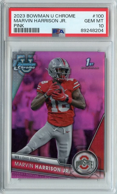2023 BOWMAN U cromato Marvin Harrison Jr. REFRATTORE ROSA 1st Rookie #100 PSA 10 EUR 0,91 ...