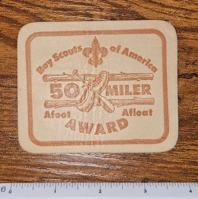 50 MILER AWARD Afoot Afloat Boy Scouts of America BSA Leather Patch $6. ...