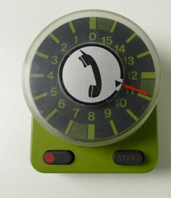 PHONE FEE ALARM Clock Time Clock Fee Counter Green Vintage S-4170 £15. ...