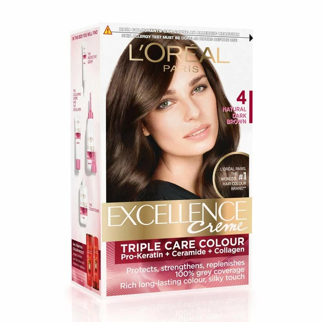 L'ORÉAL PARIS EXCELLENCE Créme Permanent Hair Color, Shade 4 Natural ...