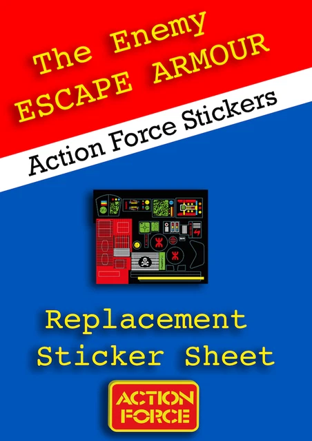 VINTAGE ACTION FORCE Escape Armour Red Shadows Replacement Stickers ...