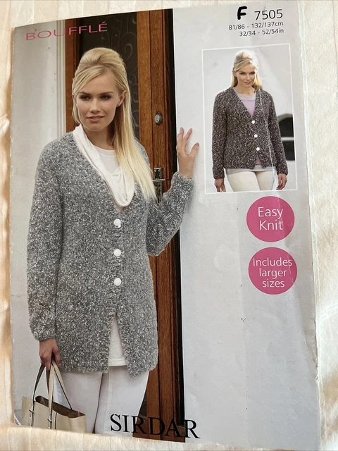SIRDAR KNITTING PATTERN 7505. Lady's Easy Knit Jacket. Chunky. 32-54 ...