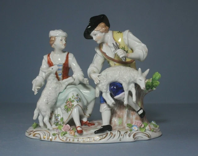 SITZENDORF FIGURINE of Shepherd & Shepherdess, Sheep Shearing. £99.00 ...