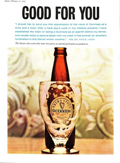 1963 ADVERT FOR GUINNESS Stout 'Is Good for You' Vintage Original BEER ...