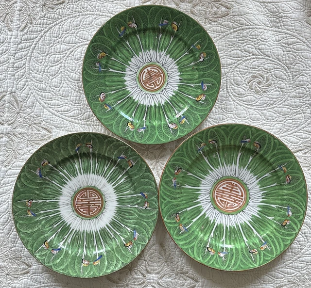 ANTIQUE CHINESE PORCELAIN Cabbage Bok Choi Leaf Plates Lot 3 £114.04 ...