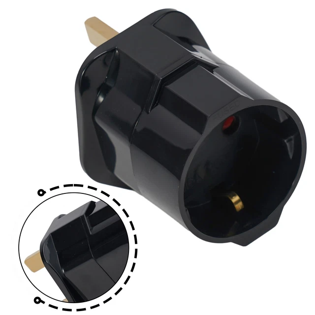 UK 3 PIN Plug Adapter European Dual Round Accepts European Two Round ...