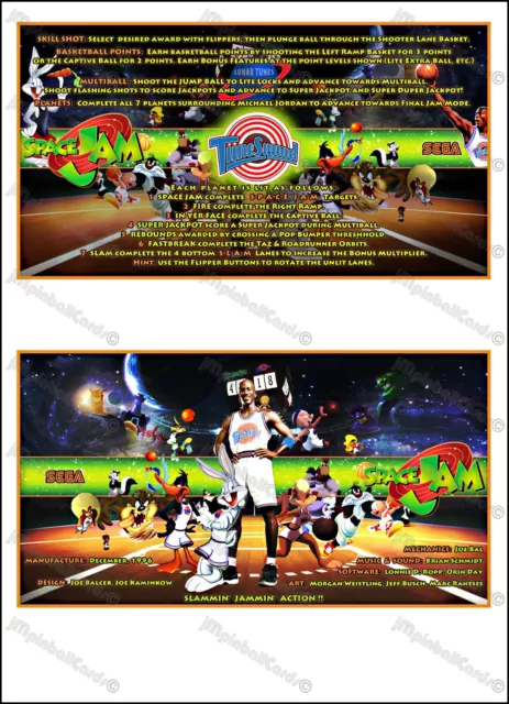 SEGA SPACE JAM 1996 Cartes Instructions Flipper Custom Pinball ENGLISH ...
