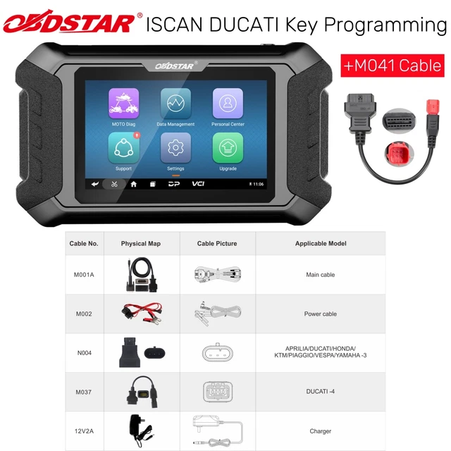 OBDSTAR ISCAN DUCATI Strumento Diagnostico Moto Programmatore K-ey con Cavo M041 EUR 375,00 ...