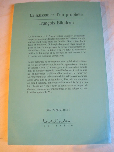 FRANÇOIS BILODEAU LA Naissance d'un prophète Louise Courteau 1987 EUR 8 ...