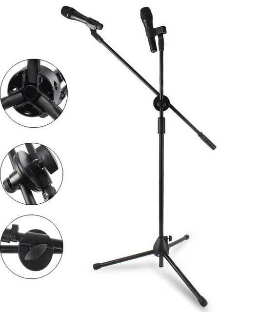 MICROPHONE MIC STAND Foldable Tripod Full 90 Degree Rotation Adjustable ...