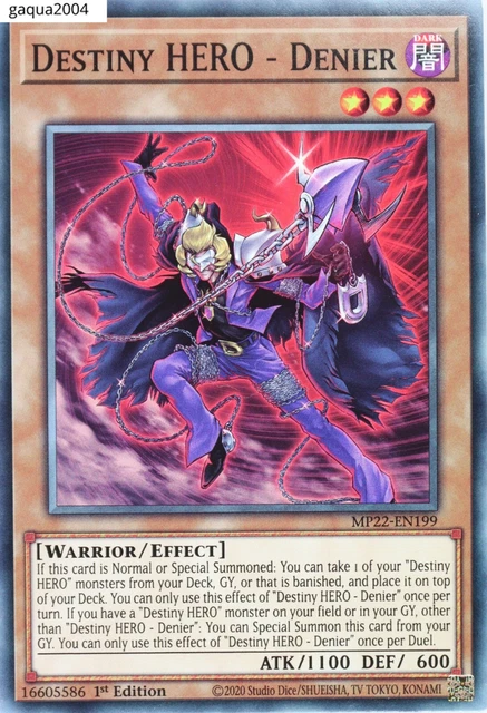 YUGIOH DESTINY HERO - Denier MP22-EN199 Common 1ère édition EUR 1,39 ...