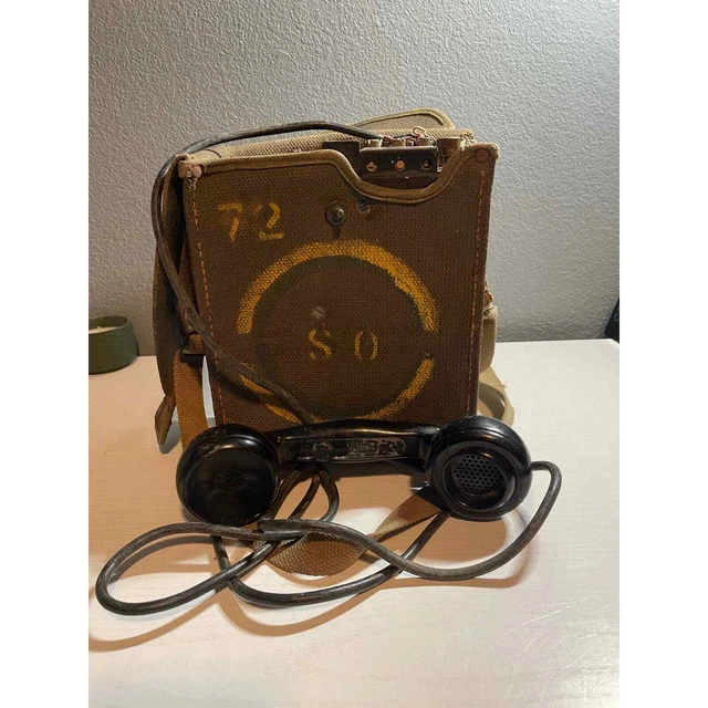 VINTAGE WW2 SIGNAL Corps Us Army Handset Ts-9-R Phone Field Canvas Case ...