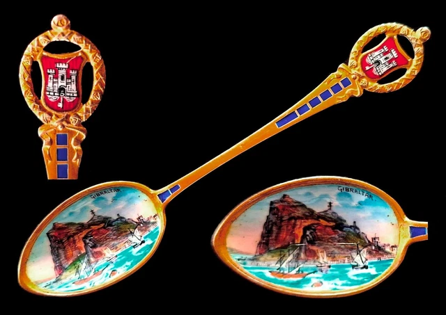CUILLÈRE SOUVENIR ANDENKENLÖFFEL email silver enamel GIBRALTAR Le ...