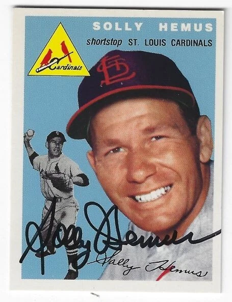 CARTE DÉDICACÉE 1954 Topps Archives SOLLY HEMUS St. Louis Cardinals ...