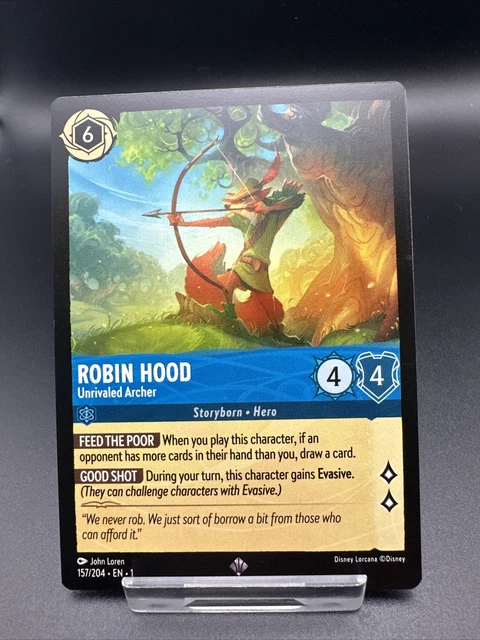 DISNEY LORCANA - Robin Hood 157/204 Super Rare Card Pack Fresh £1.04 ...